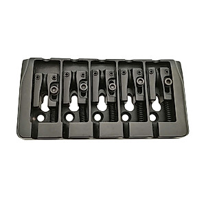 Guyker 5 String Bass Bridge with Locking Zinc Saddles – Dual Load Type A Bridges String Space 19mm Replacement for Jazz Bass or Precision Electric Instruments (Black)