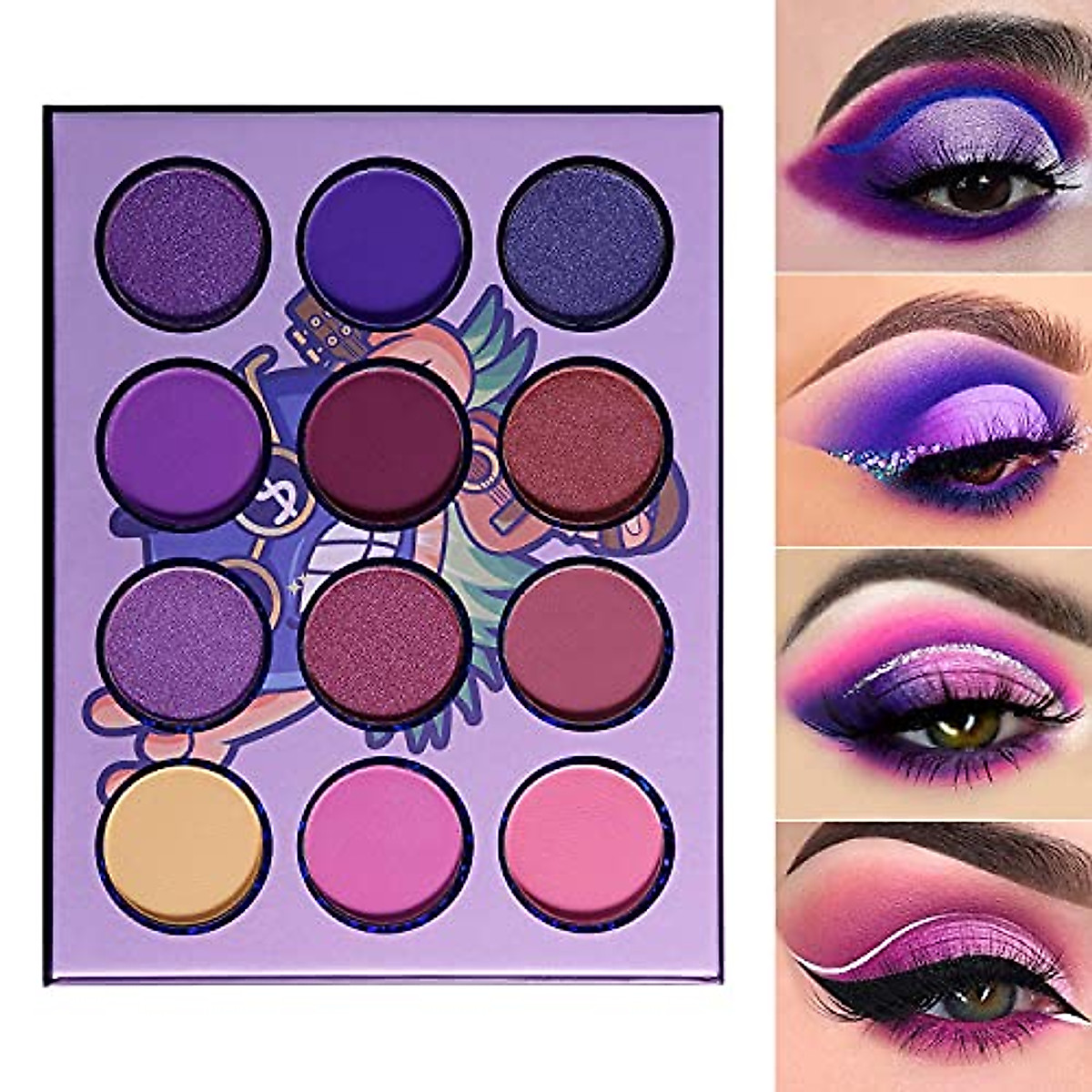 DE'LANCI Purple Eyeshadow Palette, 12 Colors Dark Light Purple Eyeshadow Palette, Ultra Pigmented Matte Shimmer Bright Blue and Purple Eye Shadow Pallet Violet Blueberry Eye Shadow Palettes, Blendable
