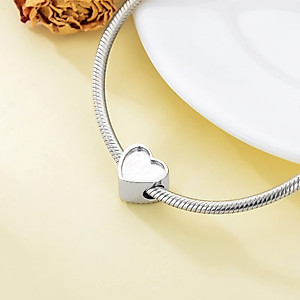 LONAGO Personalized Birthstone Heart Photo Charm 925 Sterling Silver Customized Image Picture Bead Simulated Gemstone Fit Snake Bracelet Happy Birthday Gifts for Women (3)