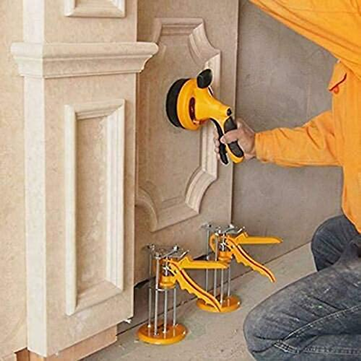 UZIAH Electric Tiles Leveler Ceramic Tile Vibrator Lithium Battery Tools for Floor Wall, Maximum Adsorption of 30Kg, Suitable for 60X60cm Ceramic Tile