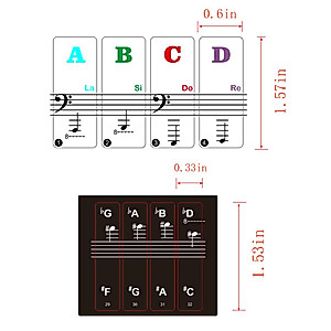 Piano Stickers for Keys, Yalloy Colorful Piano Keyboard Stickers for 88 61 54 49 Full Set Stickers Removable and Transparent, Leaves No Residue, Ideal for Piano Beginners Learning Piano or Keyboard