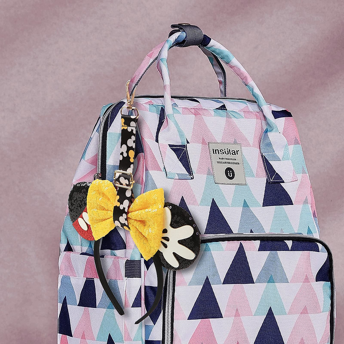 2Pcs Mouse Ear Holder for Backpack Bag Headband Holder Lanyard Strap Keychain Trip Accessories Hanging Display Decor Organizer Short