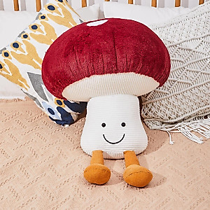 Bestsea Mushroom Plush Cute Mushroom Plushie Stuffed Animals Pillow Home Decor Kids Gift Red Mushroom Pillows Plush 7.8 Inches