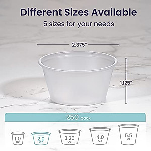 Fit Meal Prep [250 Pack] 2 oz BPA Free Plastic Portion Cup - Disposable Jello Shots Sauce Condiment Souffle Dressing Mini Containers, Cups No Lids
