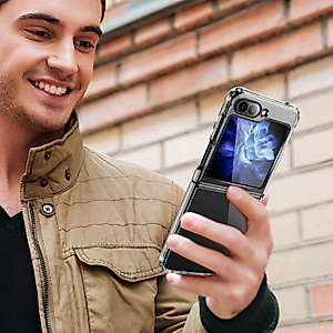 KUGEW for Samsung Galaxy Z Flip 5 Clear Case, Crystal Clear Slim Fit Thin Transparent Phone Cover Soft TPU Bumper Corners Rubber Shockproof Anti-Slip Heavy Duty Protection (Clear)