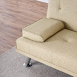 ERYE Modern Futon Sofa Loveseat Convertible Sleeper Couch Bed for Small Space Studio Office Living Room Furniture Sets, Twin Daybed Sofabed 2 Seater Sofa & Couch