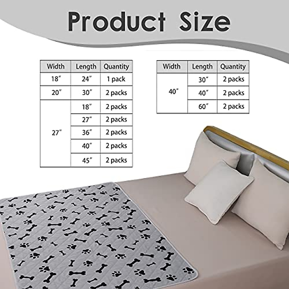 nanbowang Dog Crate Pee Pads - Wahable Dog Rugs Non-Slip Puppy Pads for Small Dogs, Water Absorb Training Pads(1824 Gray)