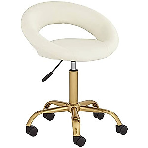 55 Downing Street Briar Gold and White Faux Leather Adjustable Office Chair