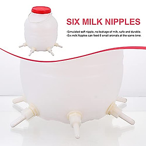 YARDWE 8L Animal Feeding Bottle Lamb Milk Bucket with 6 Silicone Nipples Large Capacity Nurse Feeder Pot for Calf Sheep Little Goat Baby Pig Dog Pet