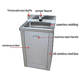 Outdoor Sink,single Sink Kitchen,304 Stainless Steel Utility Sink,Commercial Restaurant Sink,for Business Restaurant, Cafe, Bar, Hotel, Garage, Laundry Room, Outdoor