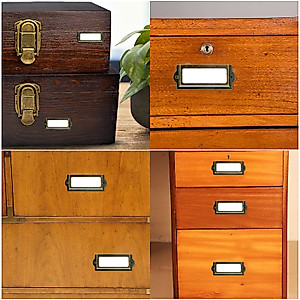 Rierdge 30 Pcs Antique Label Holder, 3.3 Inch Long Metal Office File Cabinet Shelves Drawer Name Card Label Holder Frames with Screws (Bronze)