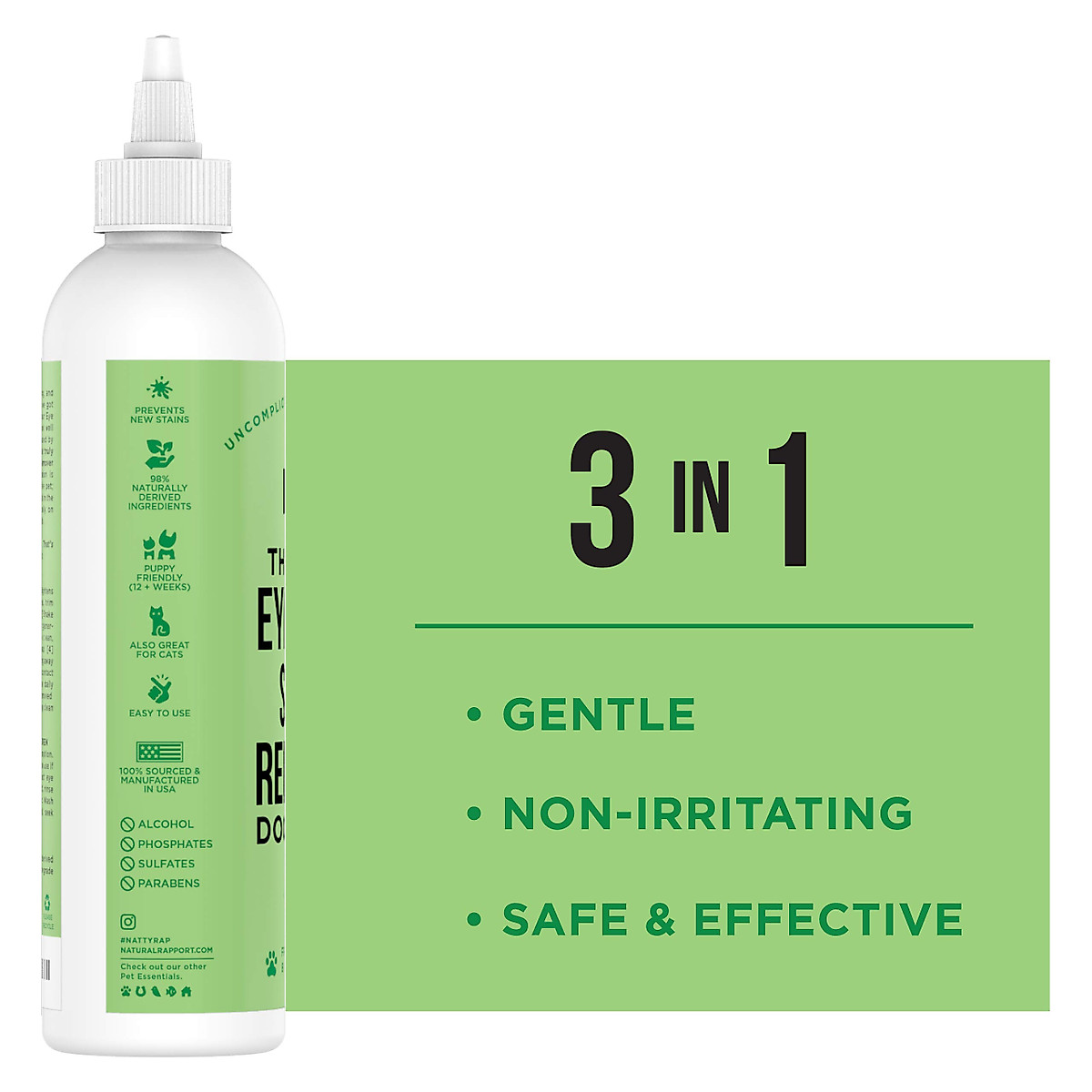 Natural Rapport Dog & Pet Tear Stain Remover - The Only Eye Tear Stain Remover Dogs Need - Dog and Cat Tears Stain Removing Treatment (8 fl oz.)
