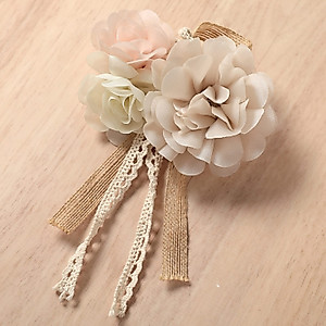 SHIBAOZI Newborn Infant Baby Girl Clothes Lace Romper Boho Dress Ruffled Jumpsuit Tassel Bodysuit Photography Outfit (Beige, 0-3 Months)