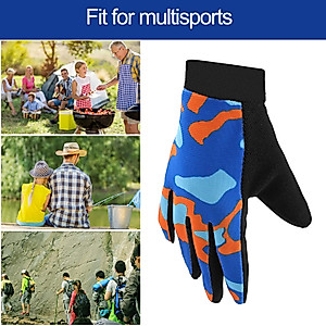 Accmor Kids Cycling Gloves, Kids Fishing Gloves, 4-10 Years Boys Girls Kids Sport Gloves, Breathable Non-Slip Full Finger Gloves for Child Cycling Climbing Riding Biking Outdoor, Blue Orange