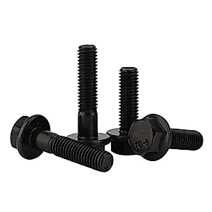 M6 x 25mm Flange Hex Bolts Flanged Screws, Grade 10.9 Alloy Steel, Black Oxide, Fully Threaded, 25 PCS