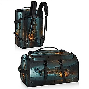 Halloween Witch Watercolor Painting（01） Gym Duffle Bag for Traveling Sports Tote Gym Bag with Shoes Compartment Water-resistant Workout Bag Weekender Bag Backpack for Men Women