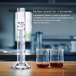 Thick Glass Graduated Cylinder Measuring Liquid Lab Hexagon Base Cylinders Come with One Glass dropper (glass, 5ML)