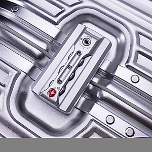 TRAVELKING All Aluminum Carry On Luggage with TSA Locks Fashion Cool Metal Hard Shell Spinner Suitcase (Silver, 20 Inch)…