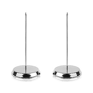 BLUECELL 2pcs Silver Color Desk Straight Rod Paper Holder Spike Stick Receipts Check Bill Fork, 5-3/4inches