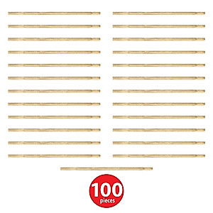 Beistle 100 Piece 0.25" x 8" Wooden Dowel Rods, DIYers Crafting Hardwood Sticks
