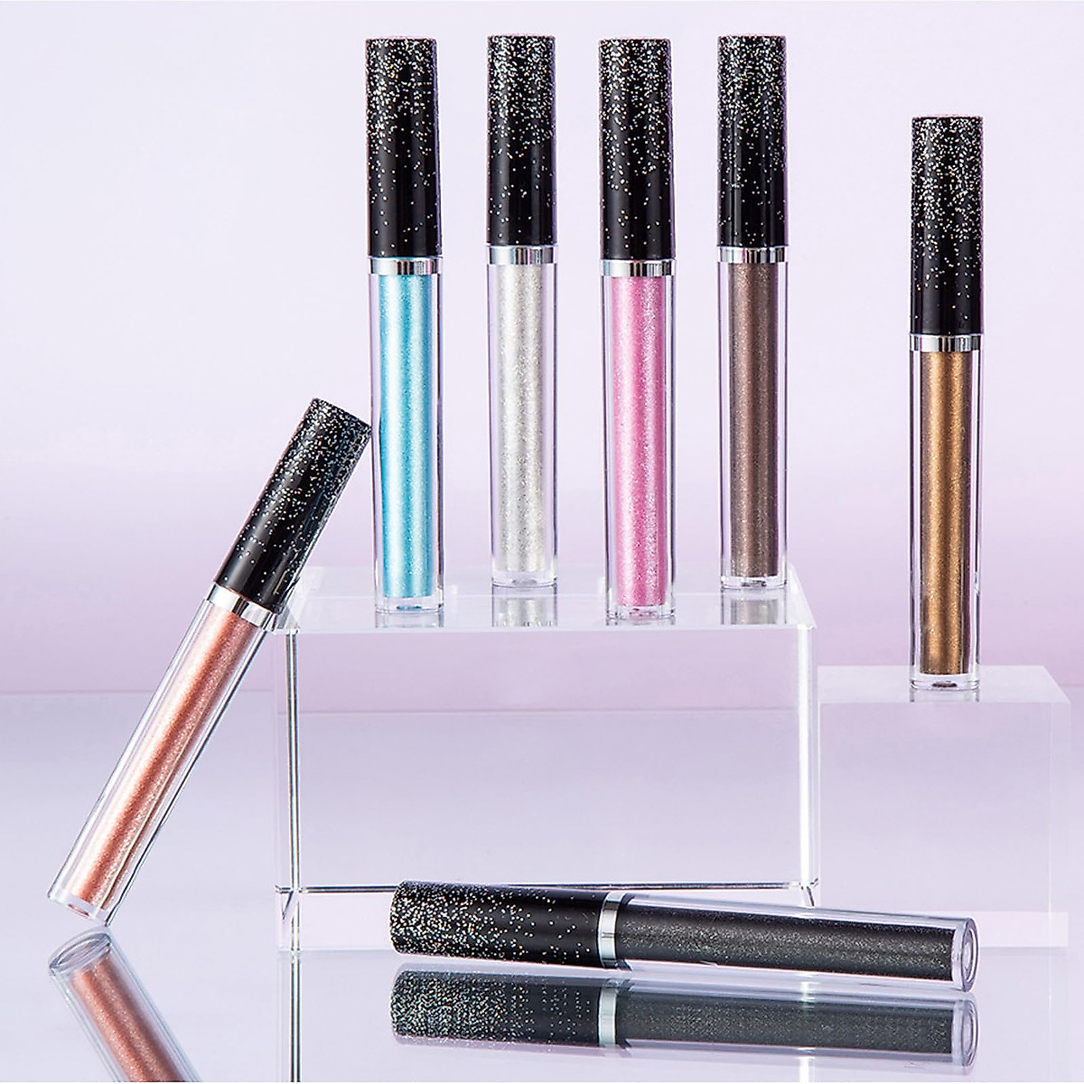12 Colors Liquid Glitter Eyeshadow Set, Shimmer Sparkling Eyeshadow -Waterproof Long Lasting Quick-Drying Eyeshadow Metallic Pigment Primer Base Makeup Kits