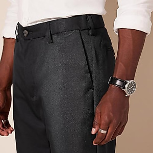 Amazon Essentials Men's Classic-Fit Expandable-Waist Flat-Front Dress Pant, Black, 34W x 30L