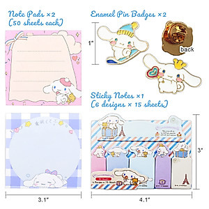 Ohjijinn Kawaii School Supplies Set, Cute Office Supplies, Includes Pencil Case, Ballpoint Pens, Ruler, Sticky Note, Stickers, Enamel Pins, Lanyard with ID Card Holder for Girls Gifts