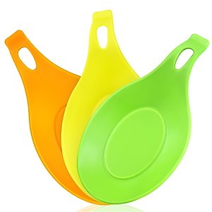 Silicone Spoon Rest, Kitchen Spoon Holder for stove, Silicone Spoon Rest for Stove Top, 3 Pack Colorful Spoon Rest for Kitchen Counter, Heat Resistant Cooking Spoon Holder Kitchen Gadgets Accessories