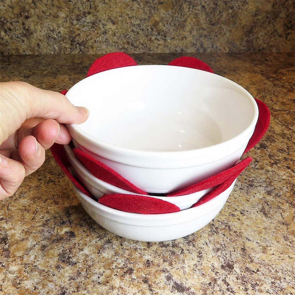 Ellylian Pot Pan Protectors, Set of 6, Larger Thicker Cyan Pan Protector Pads, Pan Pot Separator Pads for Stacking and Protecting Your Cookware