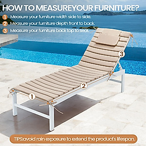 PATIOHIT Chaise Lounge Cushions Outdoor Set of 2, Comfortable Chair Cushion for Patio Furniture Weather Resistant for Lawn, Pool (2, Beige, 80" x 26")