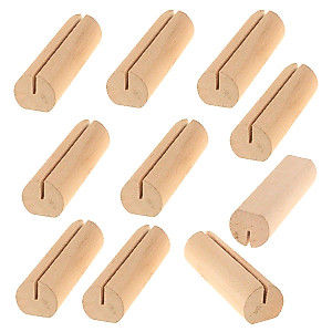10 Pieces Wood Table Card Stand Wood Place Card Holders Wood Table Numbers Holder Wooden Menu Holder Party Wedding Table Name Card Holder Wood Base Photo Display Stand for Home Hotel Wedding Party Use