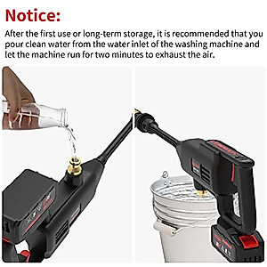 Cordless Pressure Washer, Max 950 PSI Portable Pressure Washer with 6-in-1 Adjustable Nozzle, Three-Speed Adjustable Portable Power Cleaner with Battery & Charger, Washing Cars/Fences/Siding（Black）