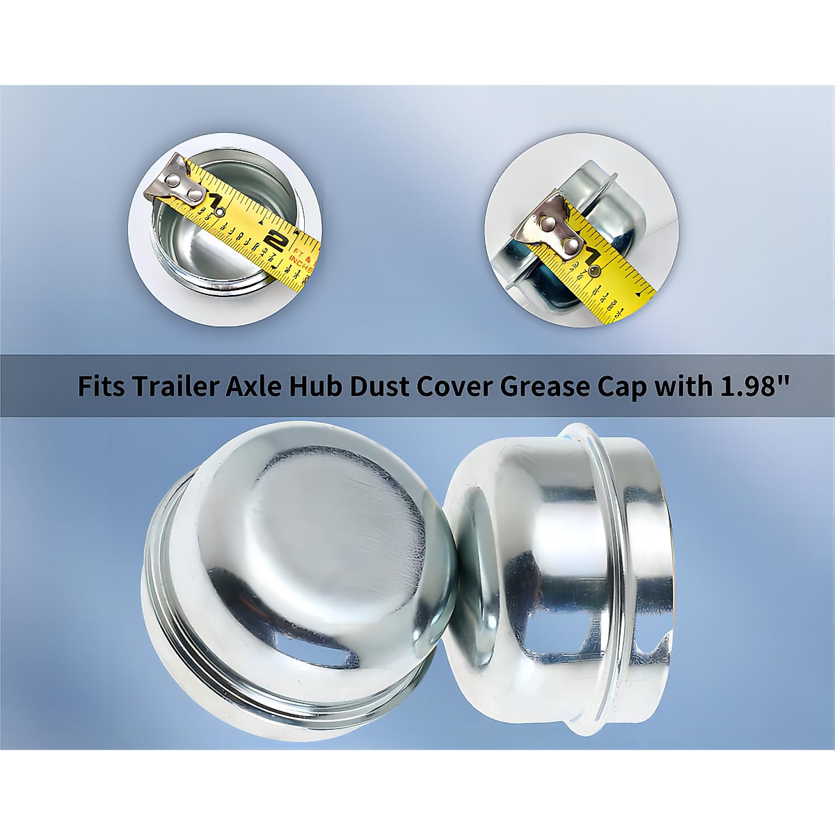 Zhiqinge Trailer 1.98" Grease Cover Dust Caps for 2 k 3.5 k 3,500 lb Axle Hub(2 PK)