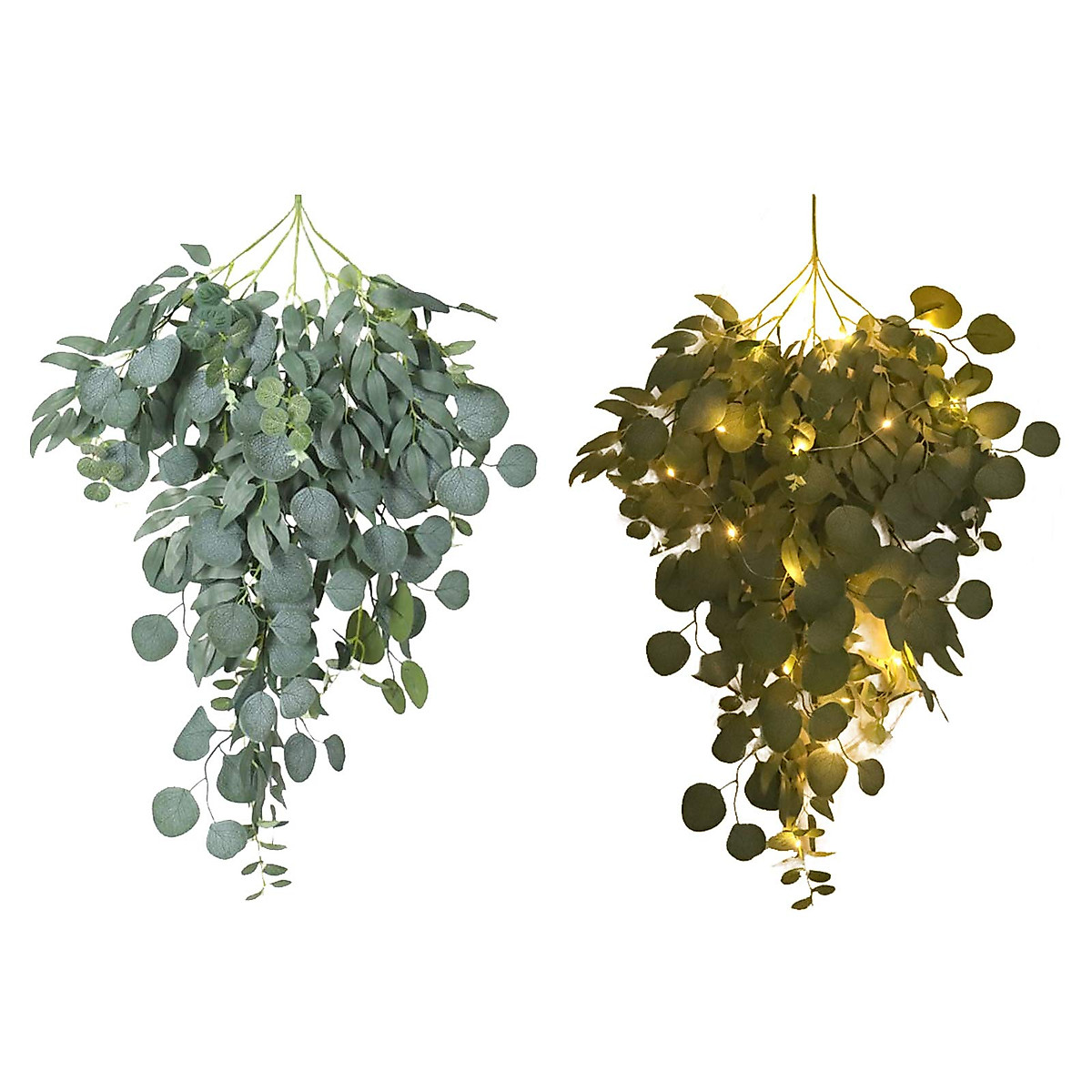 MOOVGTP Eucalyptus Swags, 31.5inch Artificial Hanging Eucalyptus Plants Green Eucalyptus Garland Eucalyptus Teardrop Swag Front Door Eucalyptus Flower for Home Garden Wedding Decoration