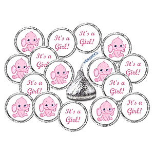 324 Pink Elephant Its a Girl Baby Shower Favors Stickers for Baby Shower Or Baby Sprinkle Party, Baby Shower Kisses Stickers, Baby Shower Pink Favors, Baby Shower Labels Decorations. Made in USA