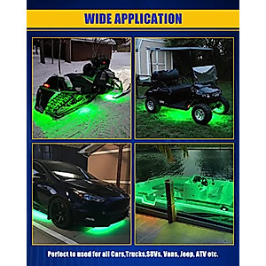 Green Led Strip Lights,24inch 12V Interior Light Strip IP68 Waterproof Cuttable for Car Motorcycles Boat Golf Cart Truck Cargo Home Decoration with Strong Nano Tape(4PCS)