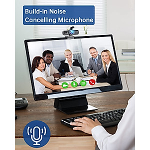 Webcam with Microphone, 1080P 30fps HD Webcams, USB 2.0 Computer Webcam, 3D Noise Reduction and Automatic Gain Web Cam for PC Mac Laptop Desktop,Video Calling, Online Classes and Video Conference