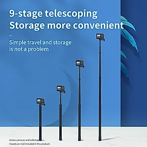 REYGEAK Ultra Long Selfie Stick Pole 3M/118 Inch Carbon Fiber Lightweight Waterproof Extendable Handheld Monopod for GoPro Max Hero 12 11 10 9 8 7 Insta360 X3 GO3 DJI Action 4 3 Camera