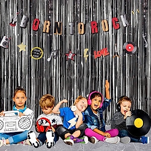 Foil Fringe Curtain Party Decorations - Black Red Metallic Tinsel Backdrop Party Steamers Curtains for Birthdays Halloweens Christmas Wednesday Stranger Theme Prom Holidays Parties Decorations