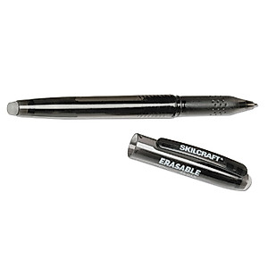 SKILCRAFT Erasable Re-Write Gel Stick Pen - Fine Point - Black Ink