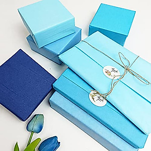 TTLLQQ Blue Tissue Gift Wrapping Paper 120 Sheets Set, 50 * 35cm, Baby Blue Sky Blue Ultra Sapphire Lake Blue Premium Mix Recyclable Bulk, DIY Art Craft Decor, Wedding. Baby Shower.