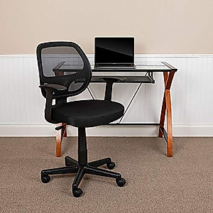 Flash Furniture Flash Fundamentals Mid-Back Black Mesh Swivel Ergonomic Task Office Chair with Arms