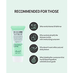 Benton Air Fit UV Defense Sun Cream, SPF 50/PA++++, 1.69 fl oz (50 ml), UV Protection, Brightening, Wrinkle Care, Without White Cast, Lightweight yet Moisturizing, Soothing and Calming Properties, Maintaining Youthful Skin
