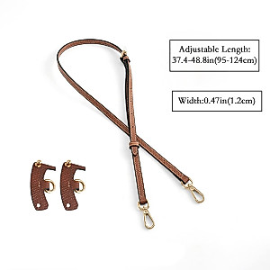 jiesinlov Leather Bag Shoulder Strap Compatible with Mini Pouch,Purse Straps Crossbody Adjustable Replacement Conversion Kit Fit for Handbag (BROWN-GOLD)