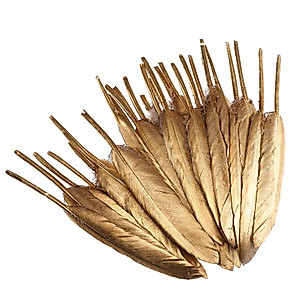 Gold Silver Dipped Goose Feather - 50pcs Colorful Natural Feathers in Bulk 4-6inches Decor for Home Party Wall Decoration Crafts Dream Catcher Supplies Erikord(Golden)
