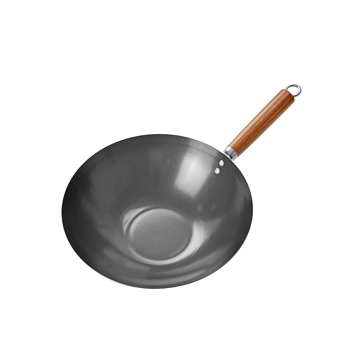 Commercial CHEF 12" Carbon Steel Wok with Acacia Wood Handle, Non Stick Stir Fry Pan with Ceramic Coating, Safe for Any Cooktop or Grill, Lighter and Cools Faster than Cast Iron