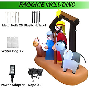 DomKom 6 ft Christmas Inflatables Nativity Scene Decoration with Build-in LEDs, Holy Family Christmas Blow up Yard Decoration, Xmas Party Holiday Outdoor Indoor Yard Lawn Winter Décor