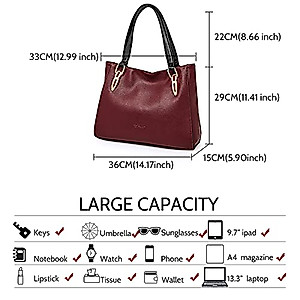 Cow Leather Tote Handbags for Women Top-handle Purse Lady Pocketbooks Shoulder Bags Work Tote Bags