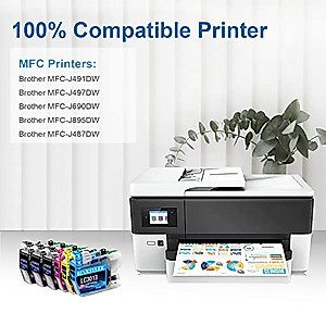 Compatible LC3013 Ink Cartridges Replacement for Brother LC3013 LC3011 High Yield Work for Brother MFC-J491DW MFC-J497DW MFC-J690DW MFC-J895DW Printer(3 Black,1 Cyan,1 Magenta,1 Yellow) 6-Pack