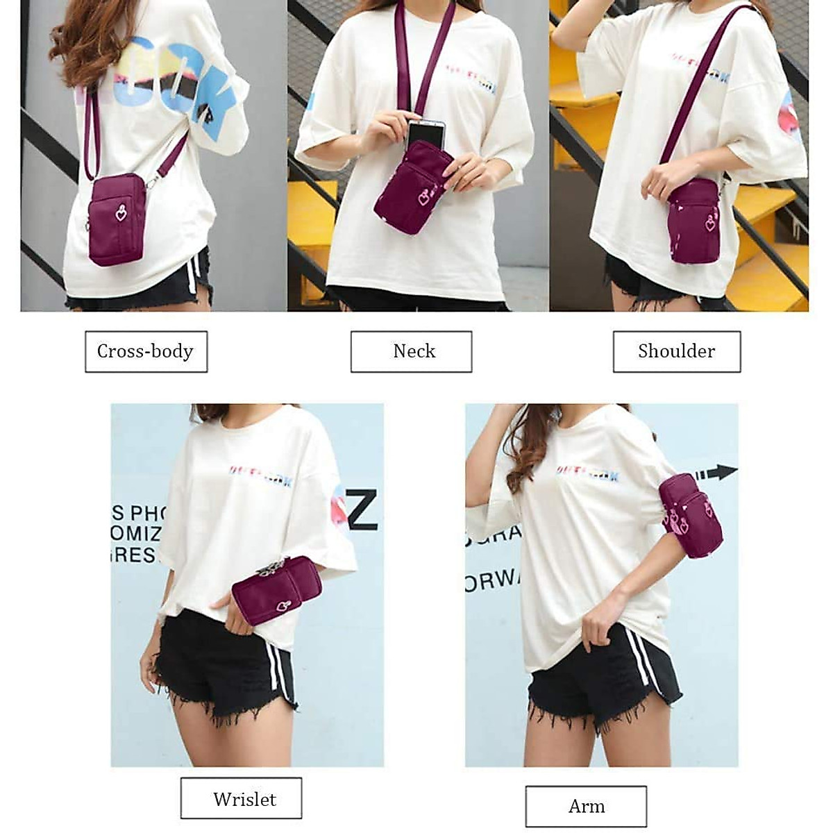 Sports Armband Outdoor Sweat-Proof Running Armbag Cross-Body Shoulder Casual Wallet Purse Gym Fitness Cell Phone Bag Key Holder for iPhone13 Pro/ 12 Pro/Xs Max/Xr,Galaxy S10 Plus,Huawei P30 Pro (#14)